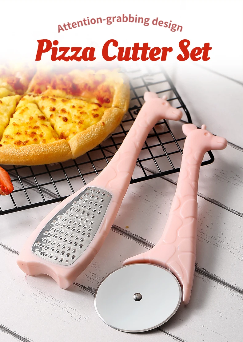Stainless Steel Giraffe Cheese Roller Pizza Wheel Cutter And Grater Set ...