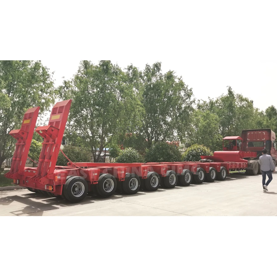 16 Axles in 8 Lines Heavy Duty 150Tons 120Tons Low Bed Truck Trailer ...