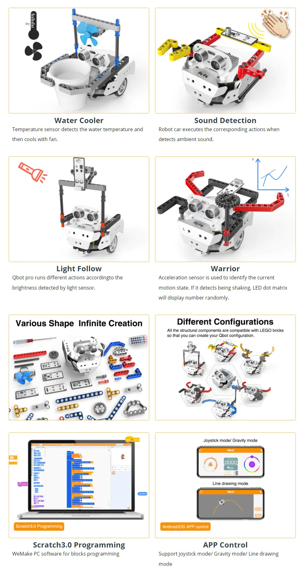 Mini Graphical Programming Robot Qbot Robot With Sensor Kit Support ...