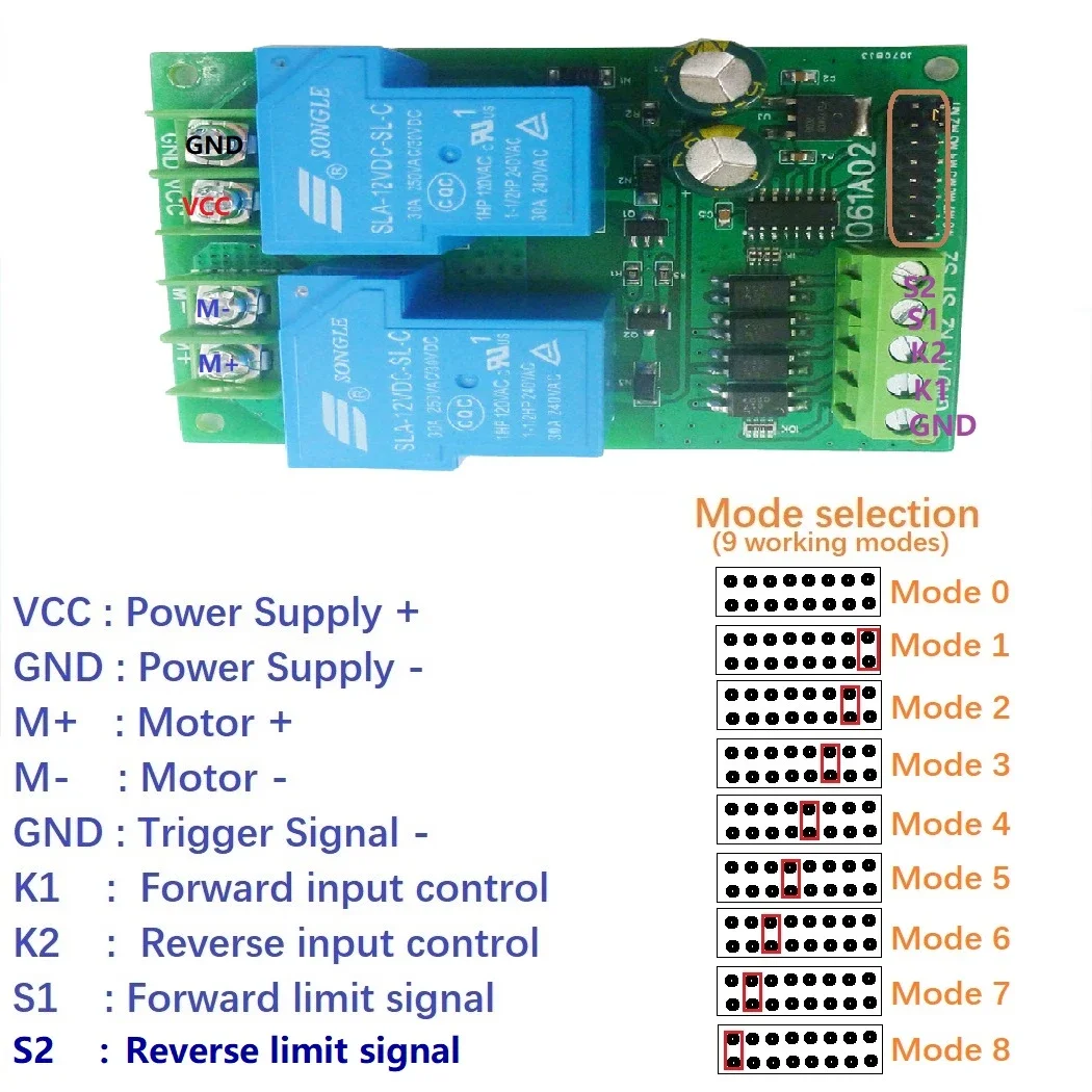 30a 12v 24v Dc Motor Controller Relay Board Forward Reverse Control Limit Start Stop Switch For ...