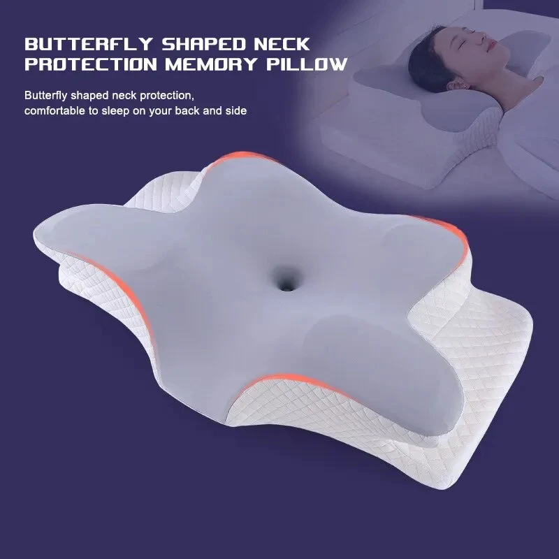 Memory Foam Pillows Butterfly Shaped Relaxing Cervical Slow Rebound ...