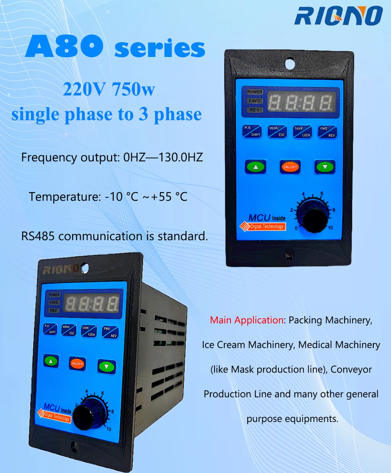 A80 Series 220v 1hp With Rs485 100w 200w 400w 750w Vfd Drive For Motor Mini Frequency Inverter ...