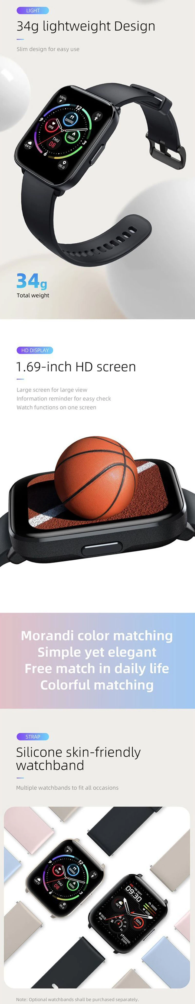 Mibro C2 Smartwatch - 24H Heart Rate & Blood Oxygen Monitoring