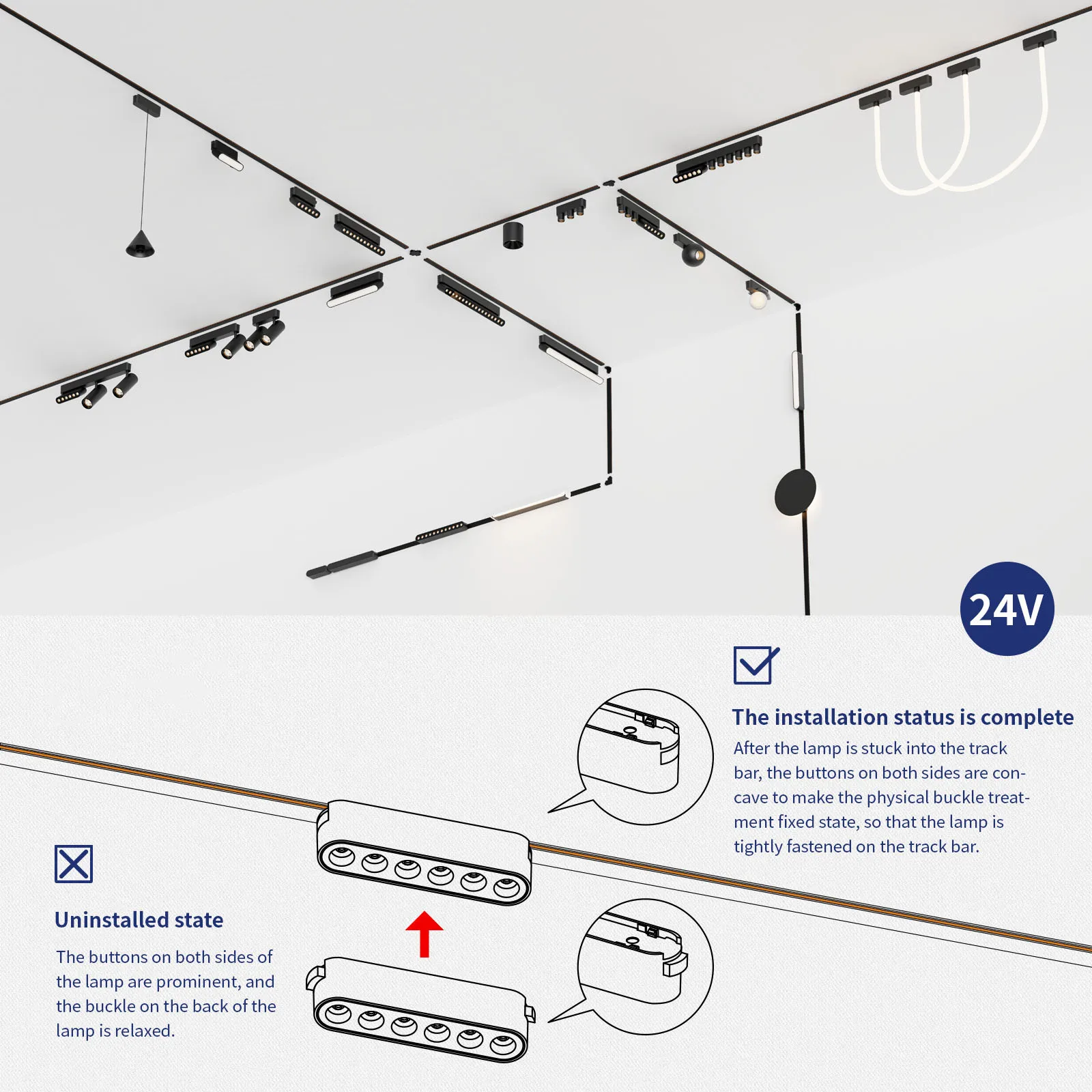 New Design Magnetic Track Light 24v Surface Recessed Pendant Led Spot ...