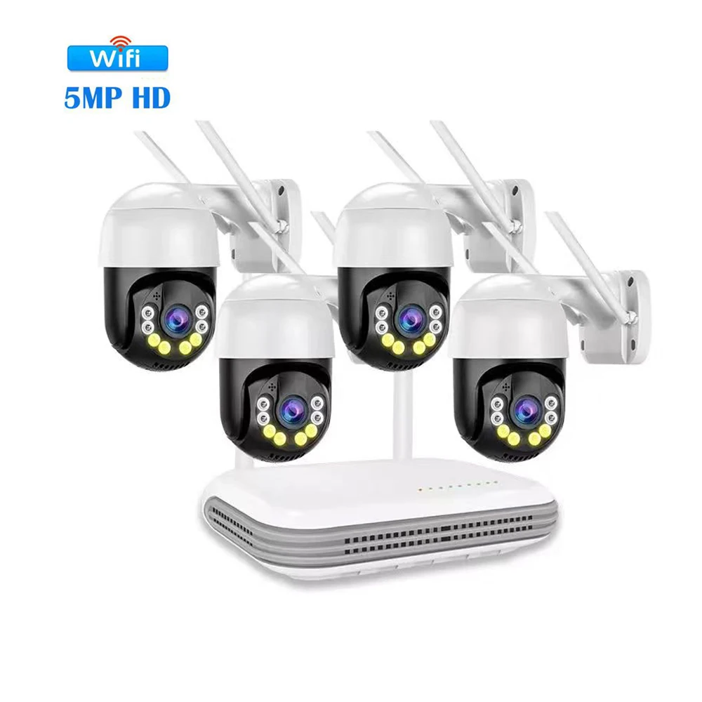 Icsee Xmeye 5MP 4ch Outdoor Cctv System Wifi IP Home Camera Security System Wireless Nvr Kit Nvr ...