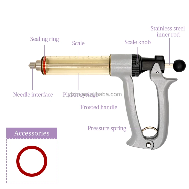 25ml 50ml Semi Automatic Continuous Vaccine Injection Syringe Reusable Veterinary Livestock ...