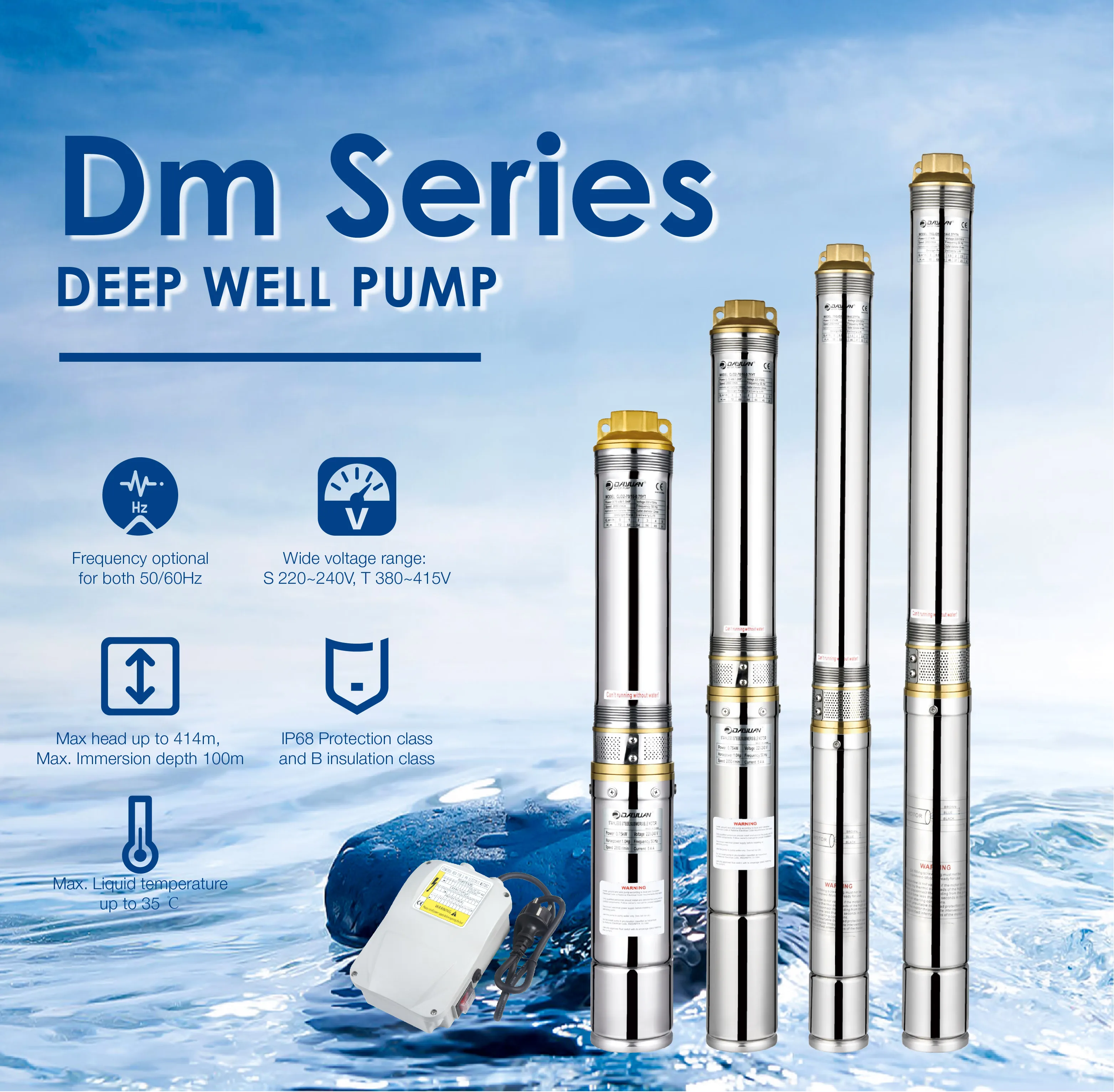 Dayuan Dm 2hp Stainless Steel Submersible Deep Well Water Pump High ...