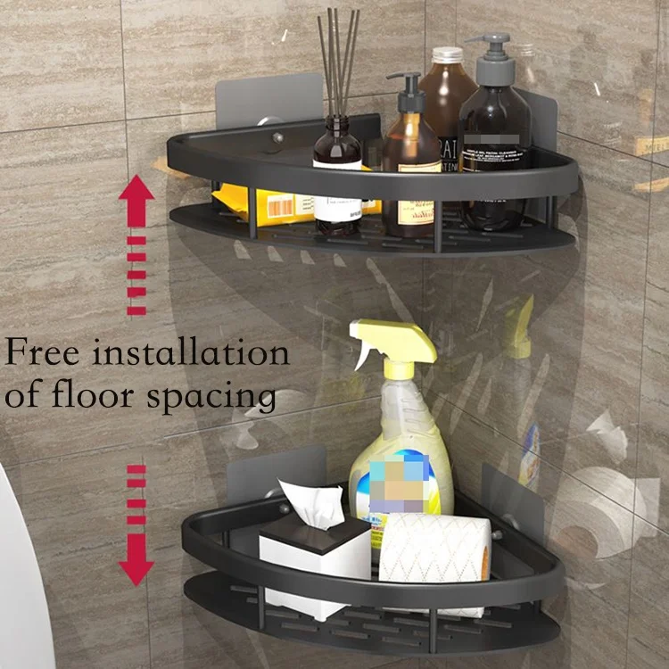High Quality Aluminum Corner Bathroom Shelf - Self-adhesive