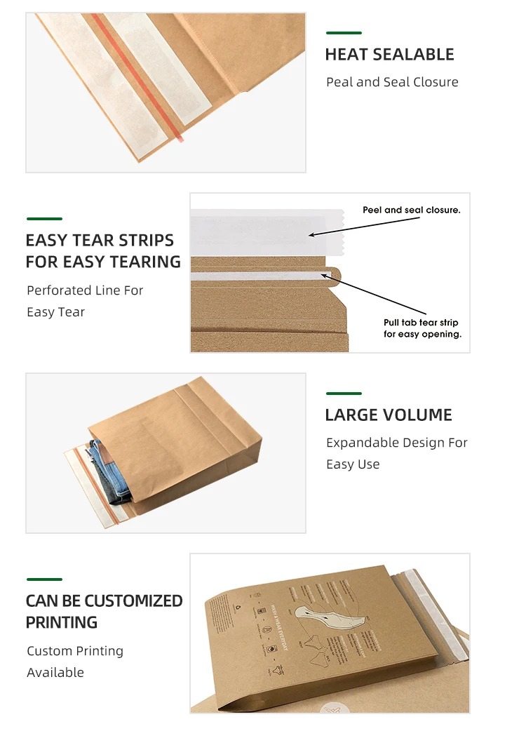 Custom Biodegradable Expandable Kraft Paper Mailer Gusset Kraft Paper ...