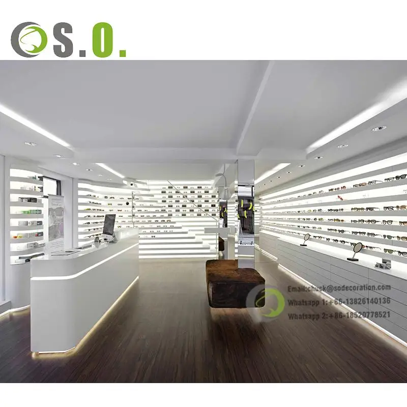 Customized Optical Shop Interior Design Wooden Eyewear Display Cabinet ...