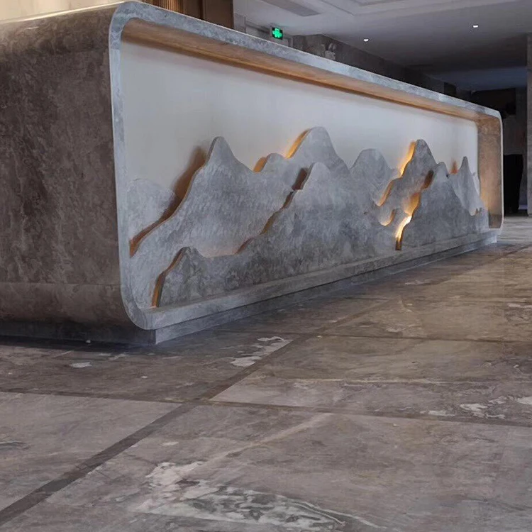 Customized Grey Marble Reception Counter - Luxury & Quality