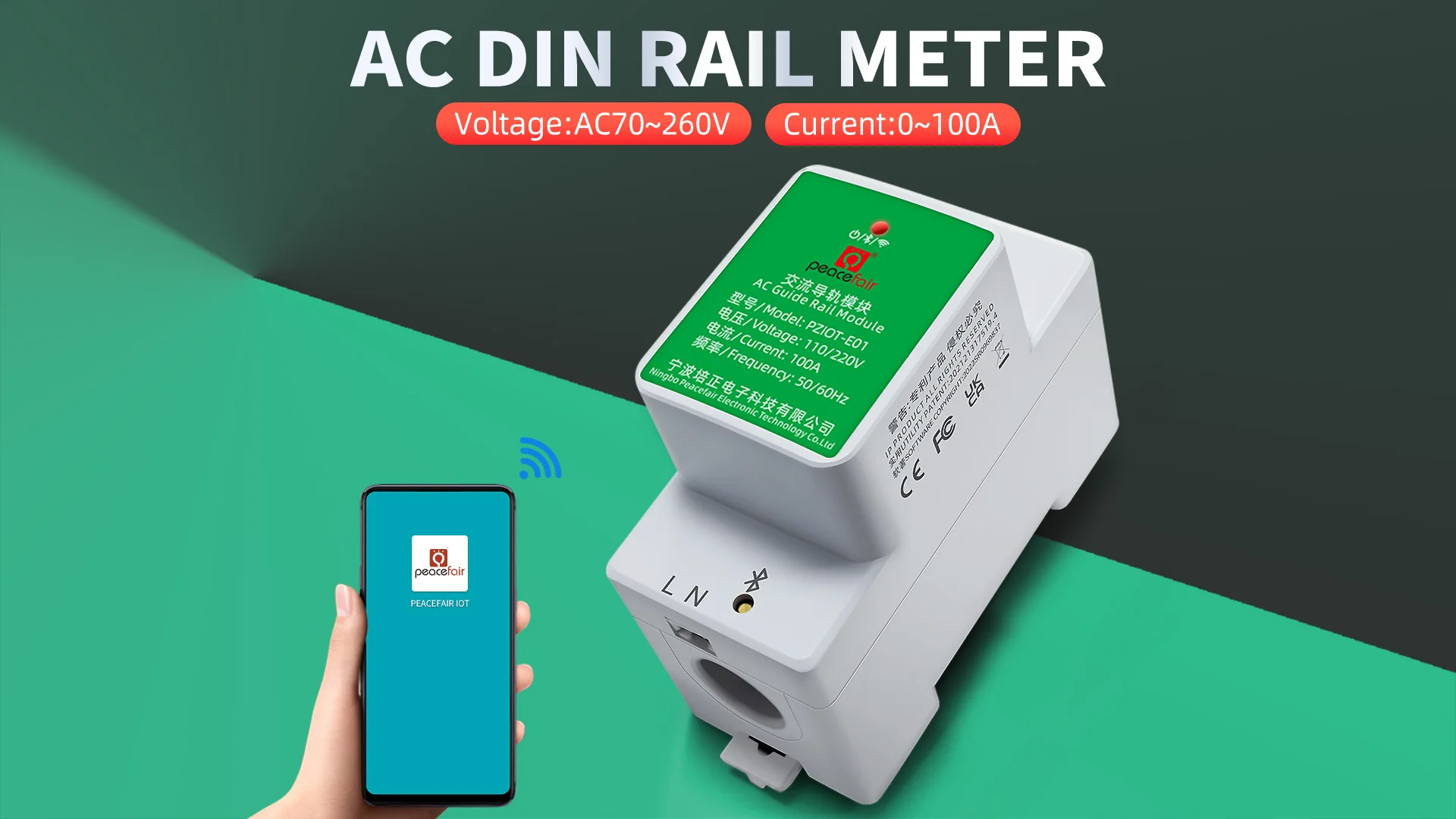Iot 6in1 110v 220v Volt Amp Power Factor Amperimetro Din Rail Ac Monitor Smart Wifi Electric Kwh