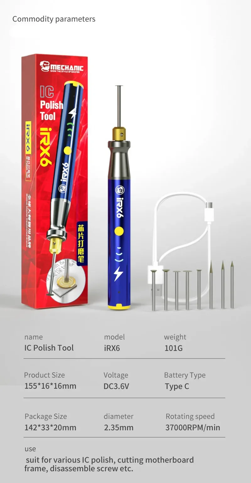 MECHANIC IRX6 Portable Electric IC Chip Polishing Pen