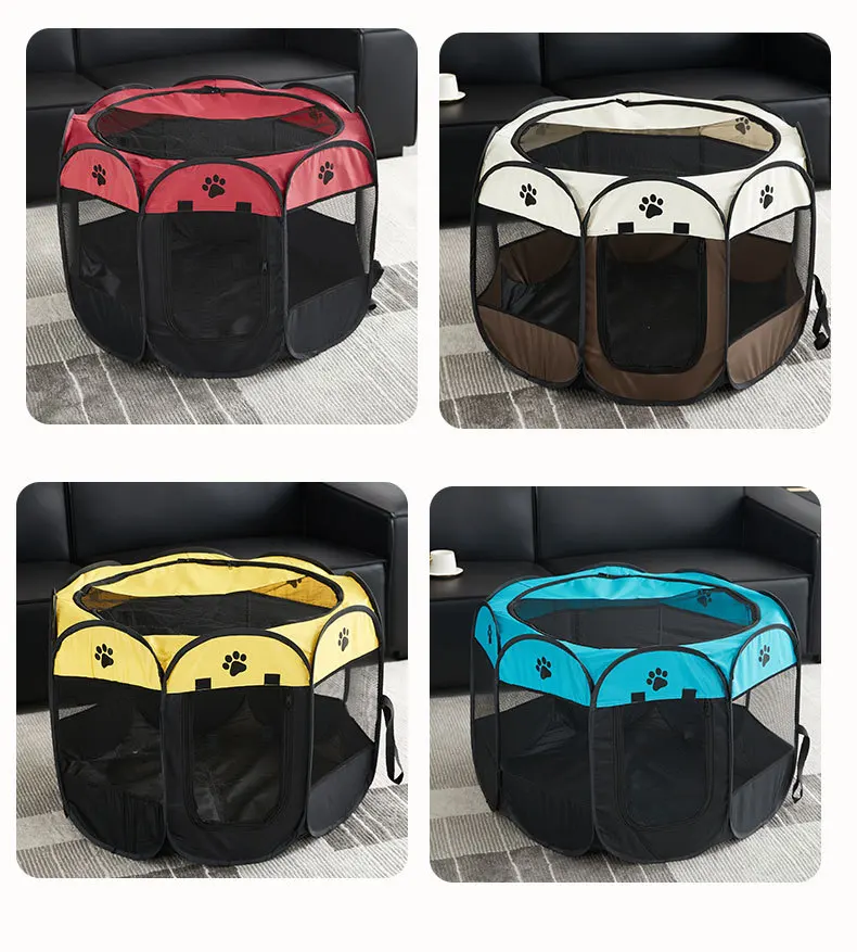 Pet Octagonal Cage Foldable Dog Tent Removable Washable Scratch ...