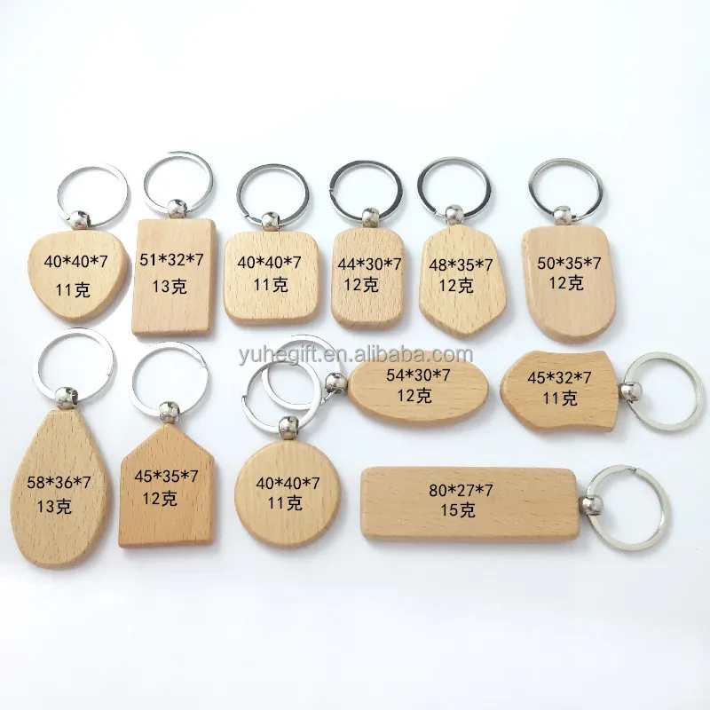Custom DIY Gifts Handmade Keychain Wooden Key Tag with Split Ring Key ...