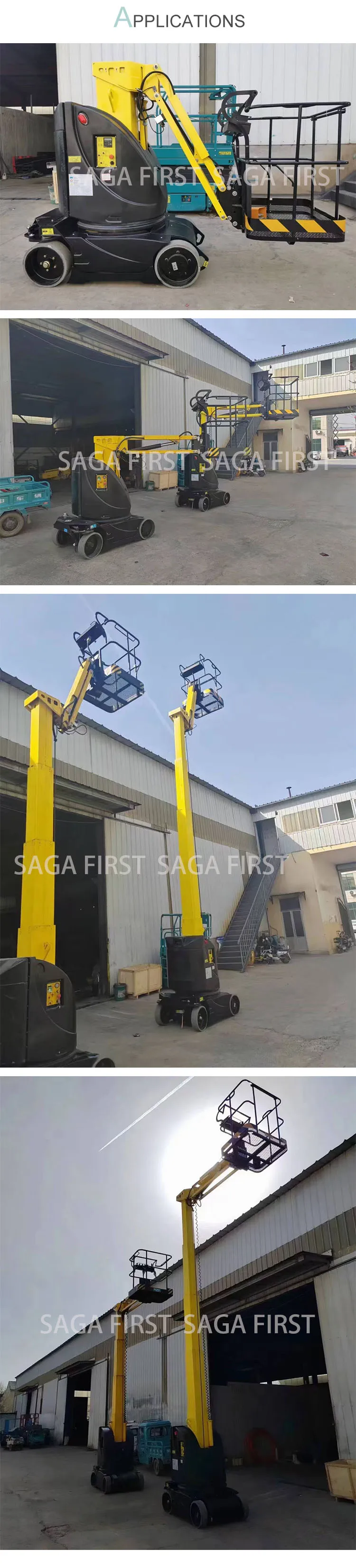 8m 10m 12m Articulated Single Mast Working Platform Telescopic Ladder ...