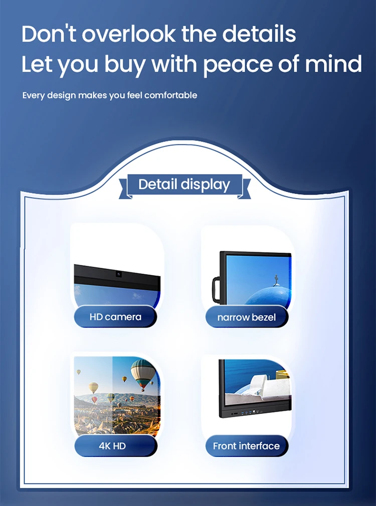 Factory Price 4k 65 75 85 96 110 Inch Touch Screen Multi-language ...