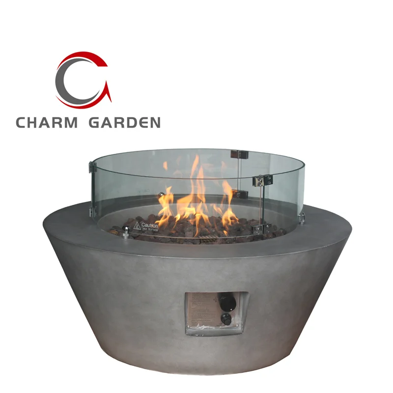 Modern Cast Concrete Freestanding Bio Ethanol Round Fire Pit Indoor ...