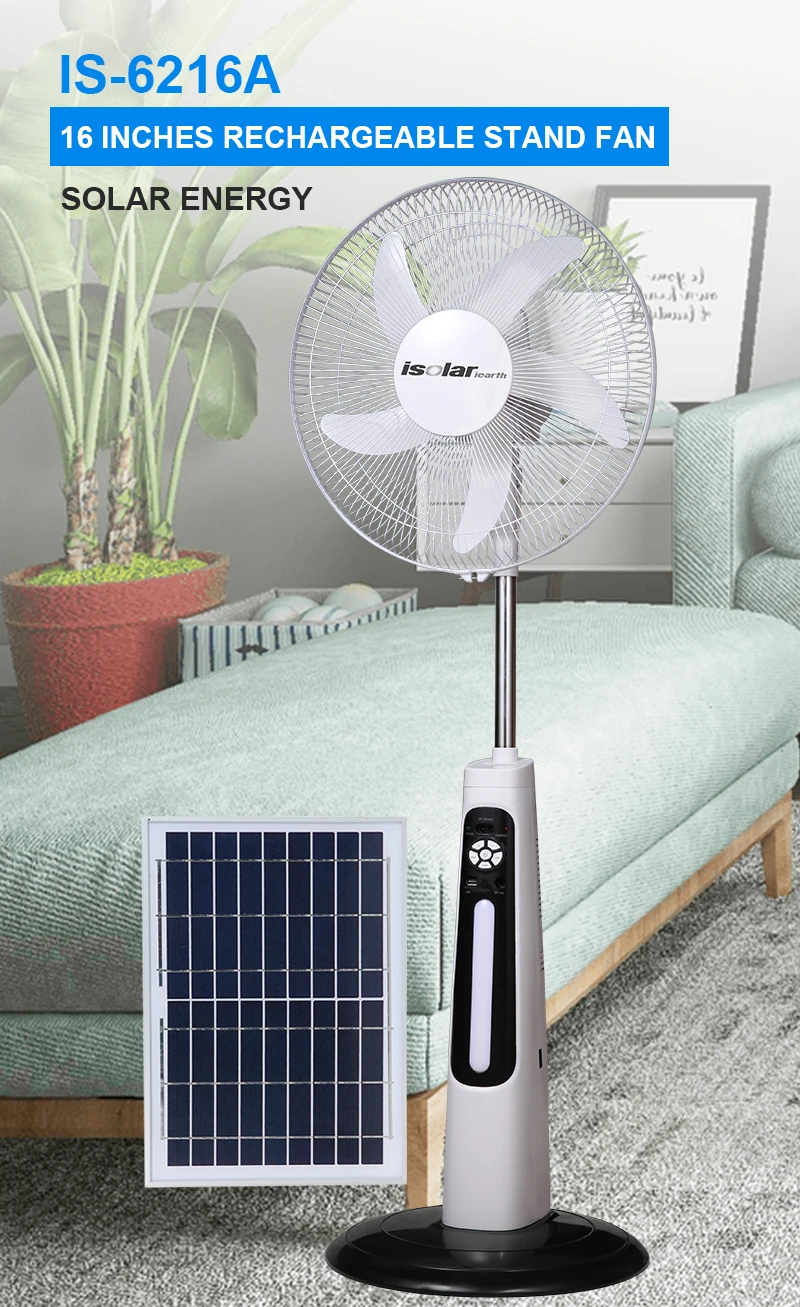 16 Inch Rechargeable Stand Fan with LED - Portable Cooling
