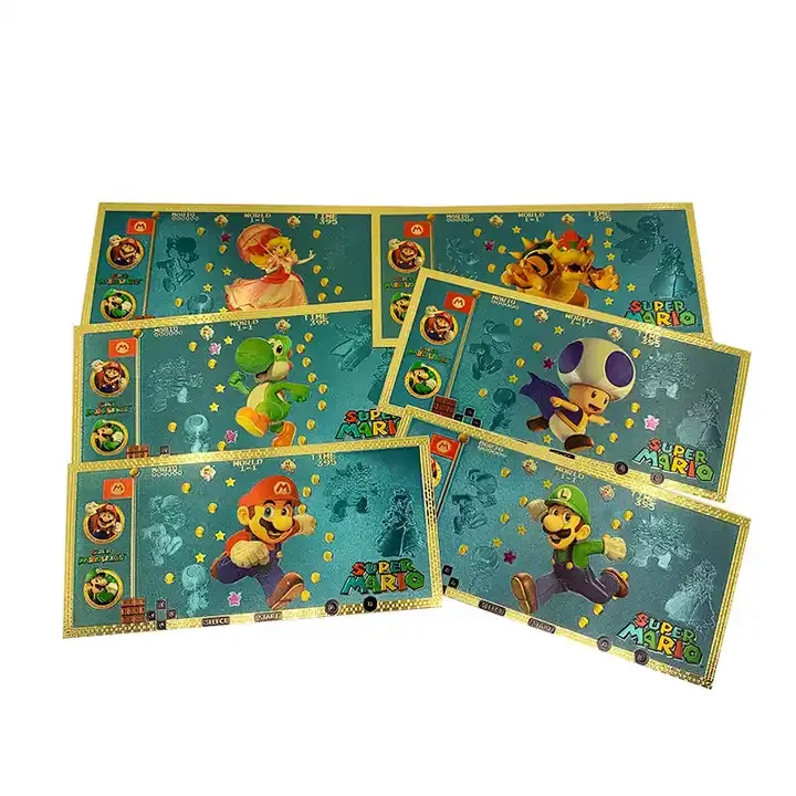 6 Types Japan Game SuperMario Plastic Gold Plated Mario Bros Luigi ...