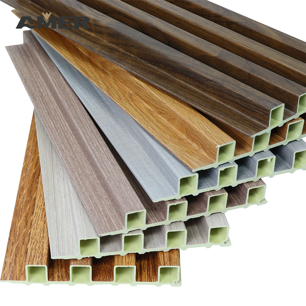 Amer Laminated Indoor Wpc Wall Panel Wooden Grain Designs Pvc Wpc Wall ...