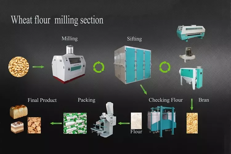 European Standard Wheat Flour Making Milling Production 80tpd 100tpd ...
