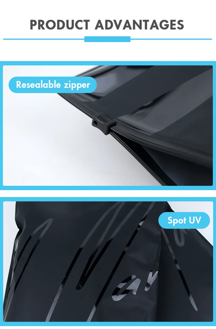Custom Printed Black UV Packaging Ziplock Bag Plastic Resealable UV ...