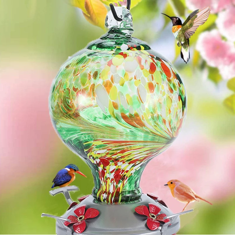 Colorful High Quality Humming Bird Feeder Outdoor Glass Bird Water ...