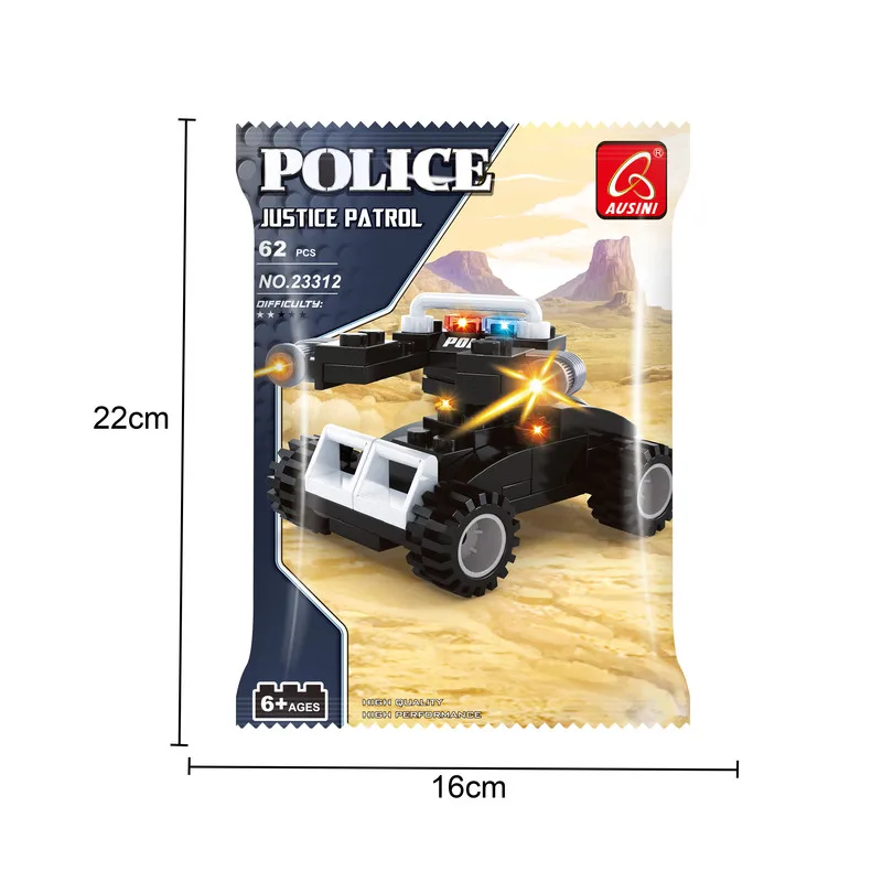 Police Vehicle Car Building Blocks Construction City Model Figures Boys ...