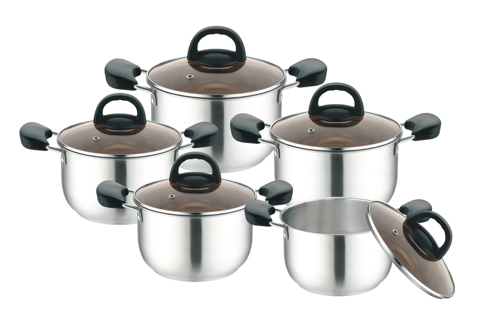 Hanfa 10pcs Double Handle Stainless Steel Non-stick Induction Cookware ...