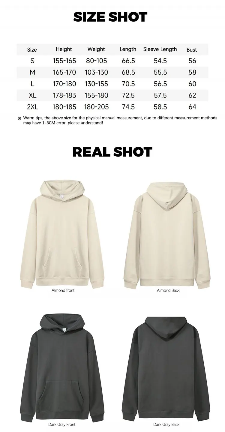 Hot Sale Fashion Oversize 530g Sweatshirt Men's Hoodies&Sweatshirts Unisex Drop Shoulder Custom ...