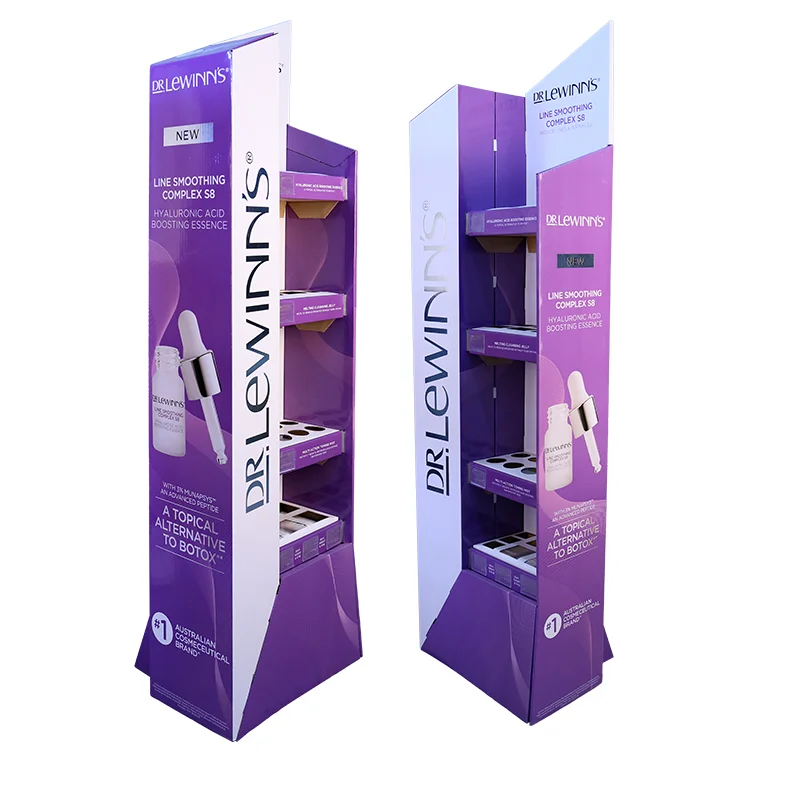 Shopping Mall Cardboard Corrugated Cosmetic Floor Display Stands Skin ...