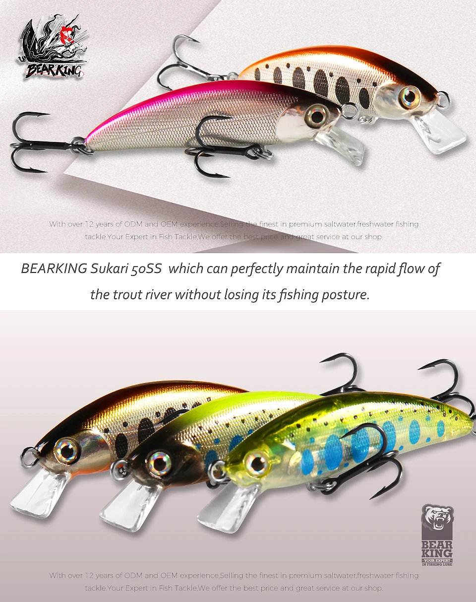 50mm 5g Sinking Hot Fishing Lure Trout Mini Minnow Wobbler Fishing Tackle Freshwater Crank ...