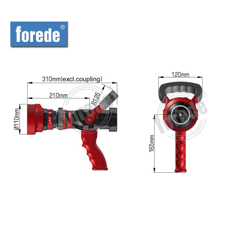 Forede 950lpm Fire Hose Spray Straight Water Nozzle 2 Inch For Fire ...
