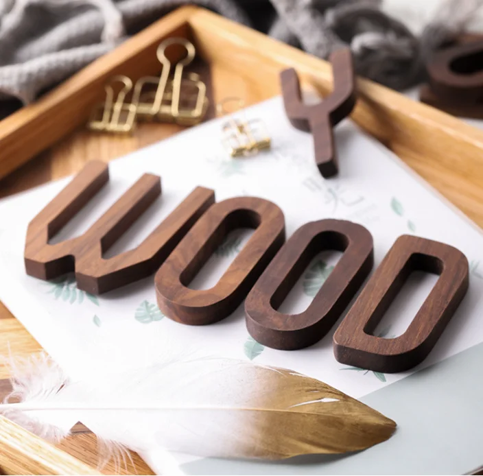 2024 Ins Nordic Style Solid Walnut Monogram Wall Decoration Diy Letter ...