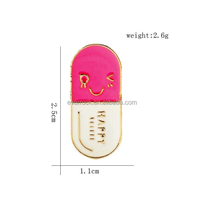 Wholesale Metal Cartoon Pins Cute Band-Aid Capsule Pill Badge Bottle ...