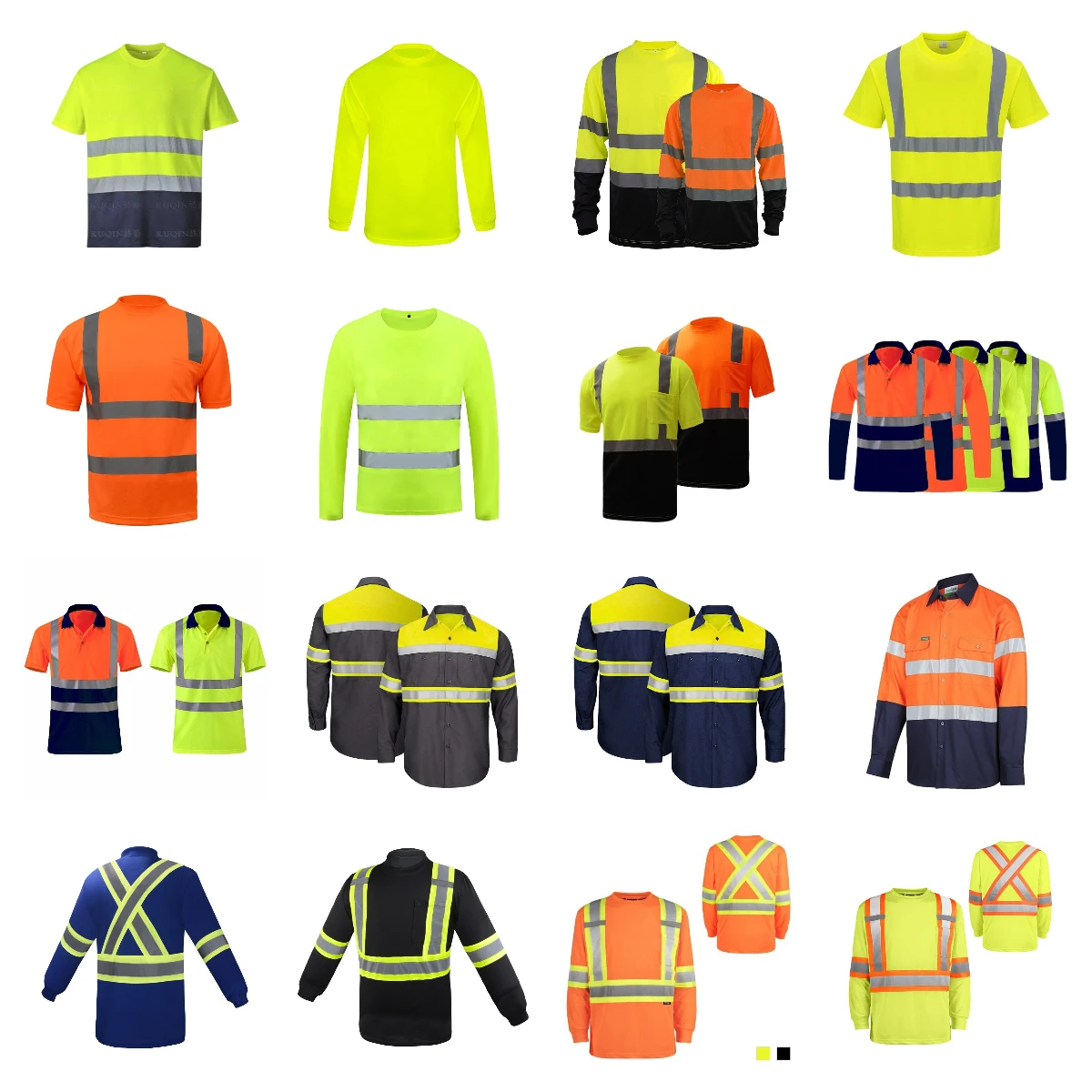 Ansi Class 3 Safety Shirt Work Wear Fluorescent Yellow Construction ...