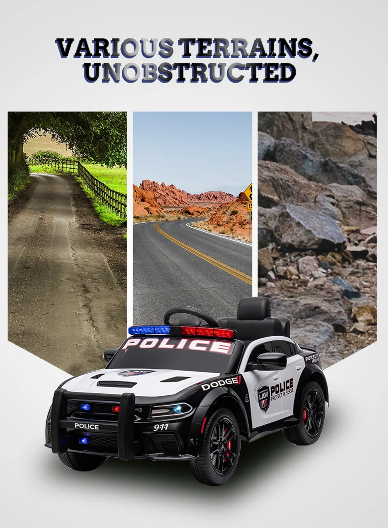 Dalisi Dodge Srt Hellcat Kids Police Car - 12V Remote Control