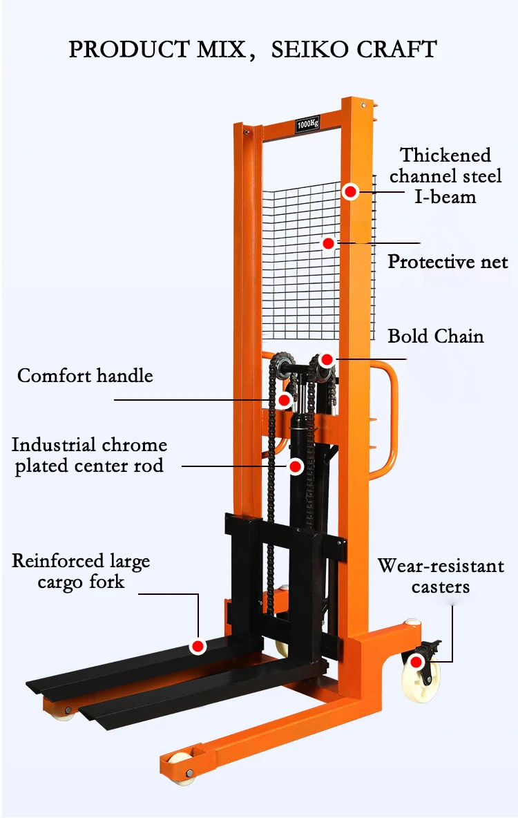 3 Tons Forklift Hydraulic Stacker 1000kg 2000kg 30000kg Capacity ...