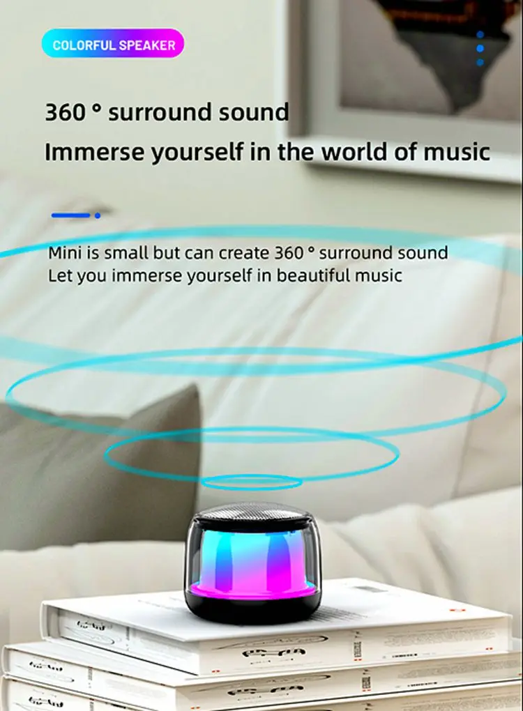 S9 Led Colorful Light Home Music Tws Loud Small Bluetooth Speaker