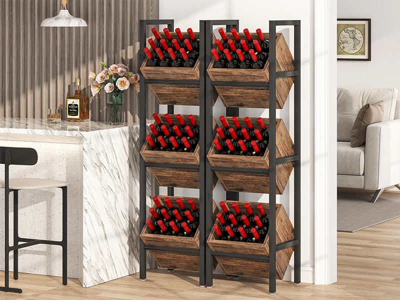 Tribesigns Furniture Accent Modern Wood Liquor Bottle Storage Box ...