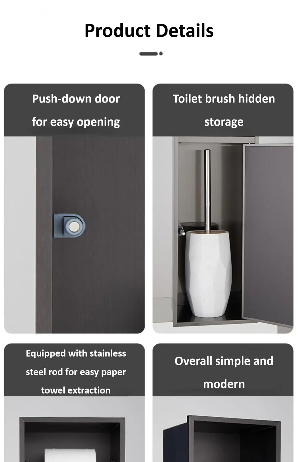 Customized Luxury Home Decor Modern Hidden Wall Niches for Toilet Paper ...