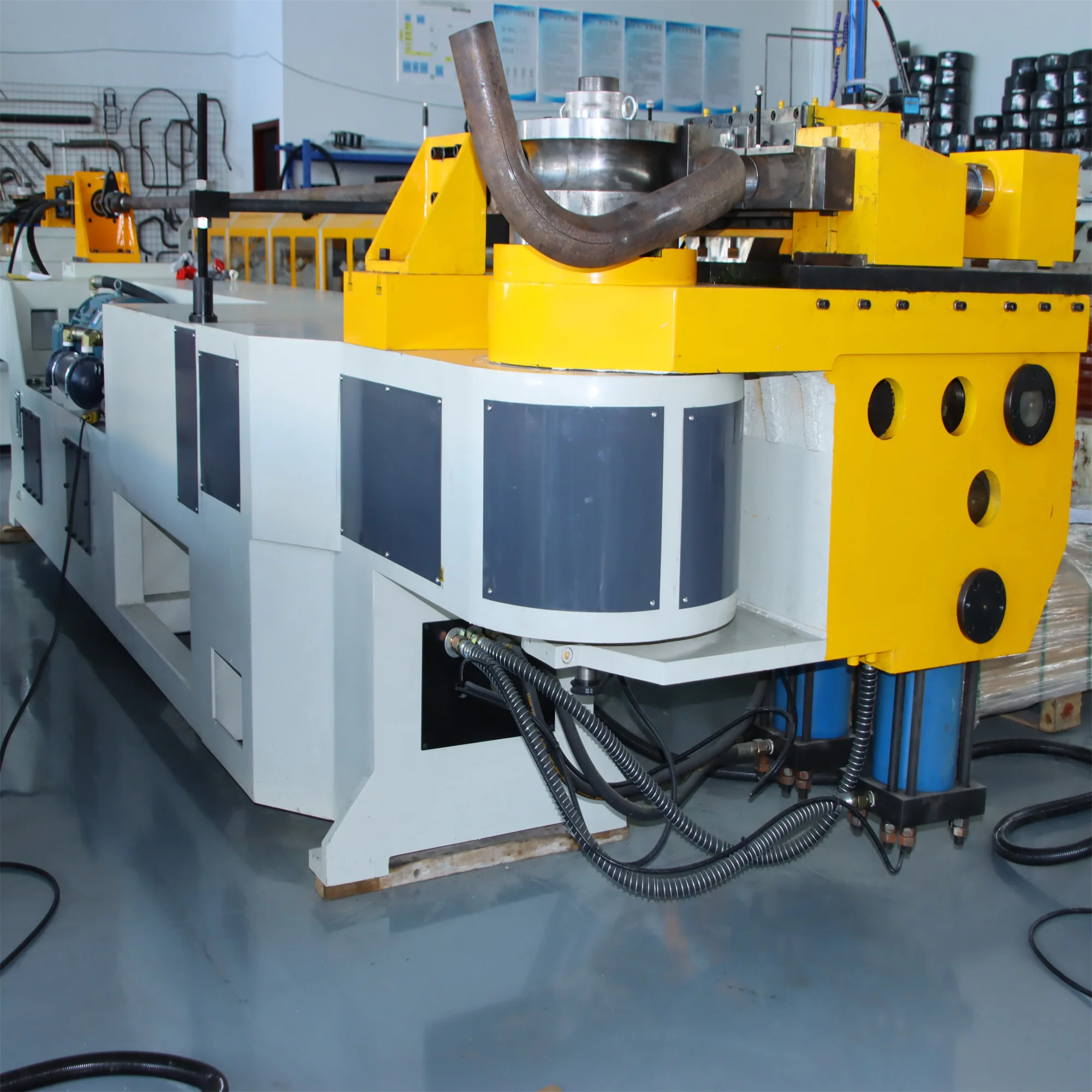 DW130NC Semi-Automatic Hydraulic Pipe and Tube Bender Machine Exhaust Mandrel for Bending Pipes ...