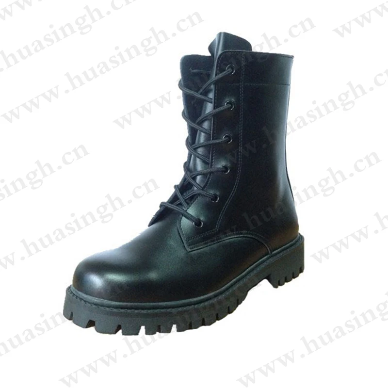 Lxg Silent Rubber Sole Black Natural Leather Upper Men Combat Boots 10
