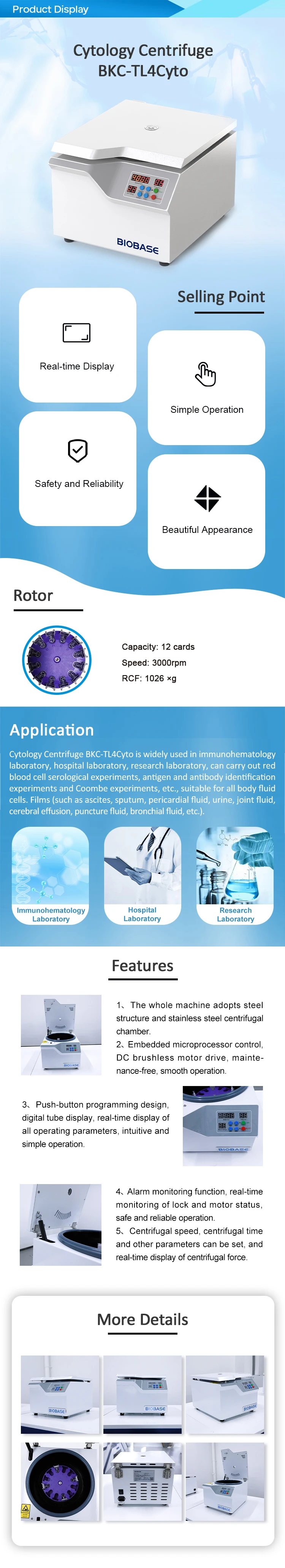 BioBase Cytology Centrifuge Cell Suspension Smear Body Fluid LCD Screen ...