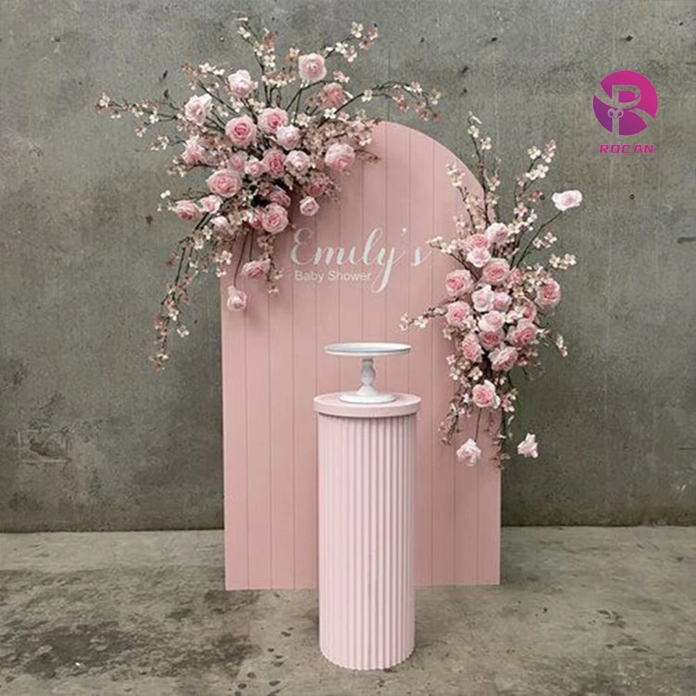 Luxury Slatted Roman Plinth Curved Hourglass Circle Cylinder Cake Table ...