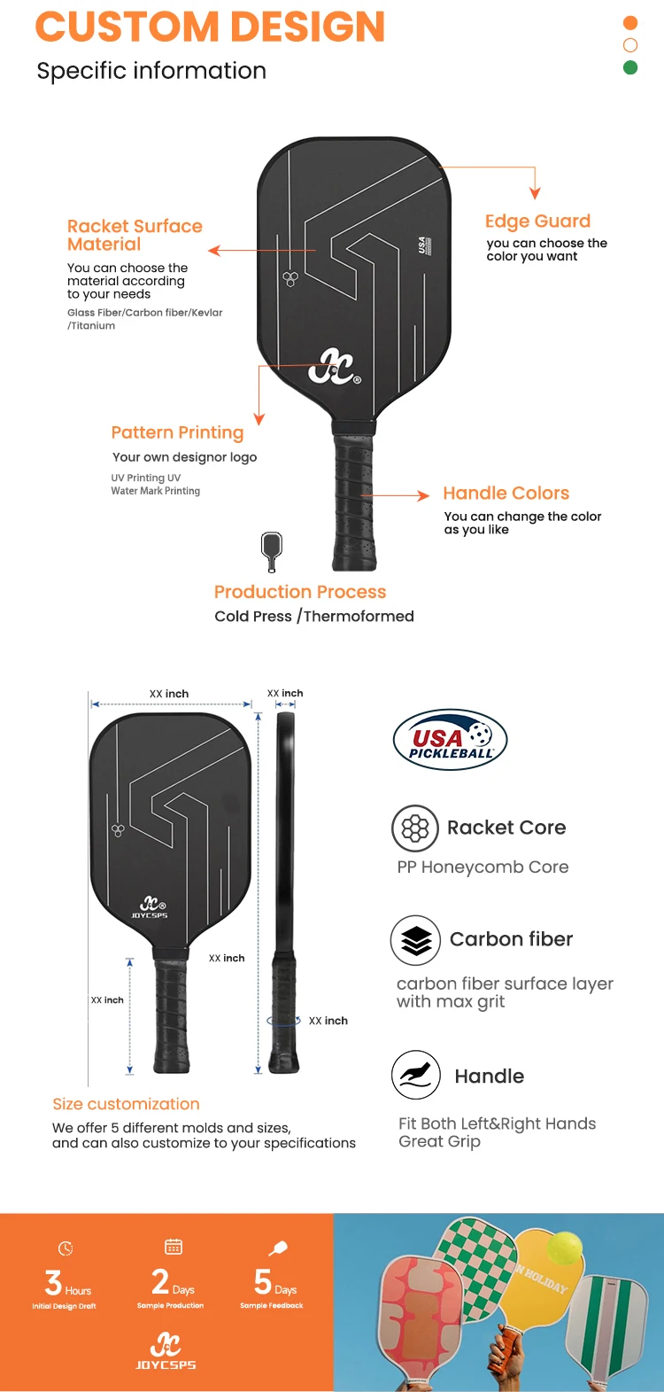 JOYCSPS Unibody Thermoformed Foam Press Pickleball Paddle Wholesale ...