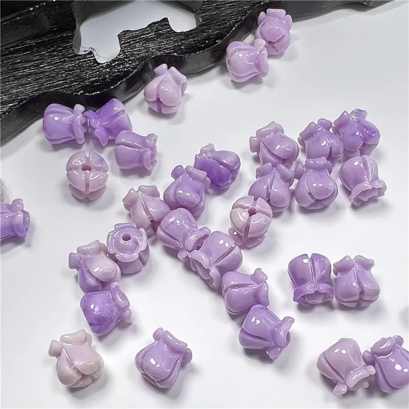 6*7mm Crown Flower Bead Gradient Purple Pearl Shell Resin Lily Flower ...
