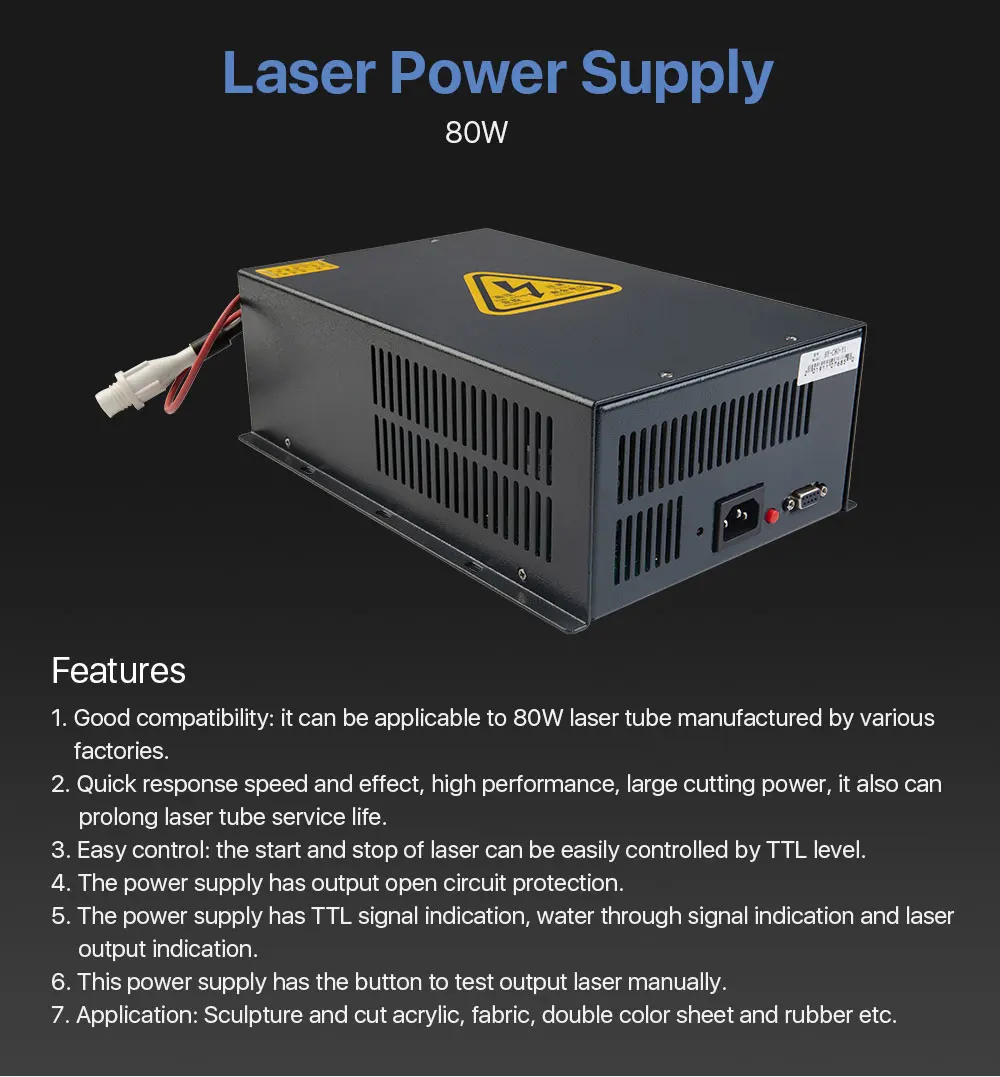 80w 150w Co2 Cnc Laser Power Co2 Laser Cutting Power Supply High Level ...