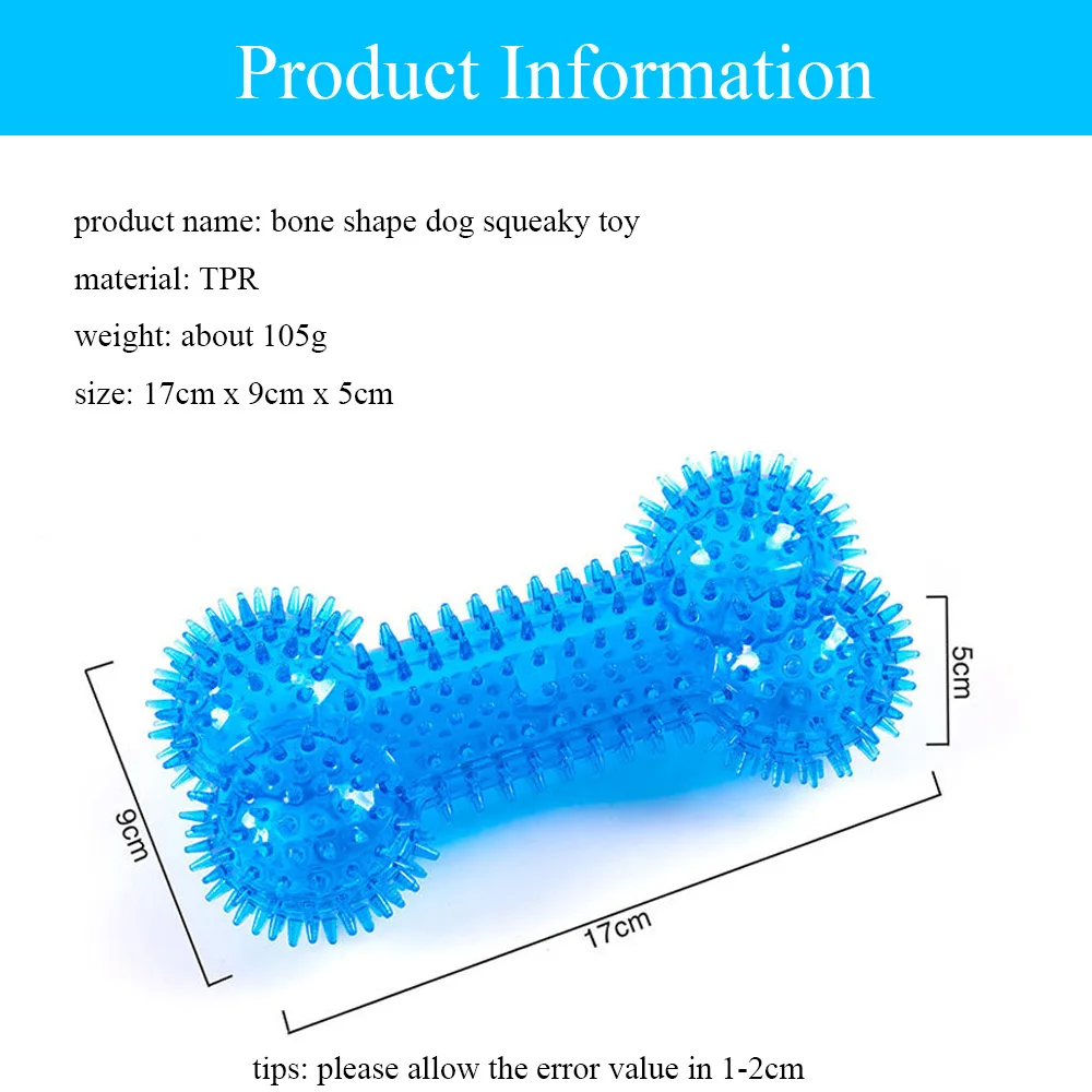 Top Selling Tpr Bone Squeaky Pet Training Dog Chew Toys Toothbrush Indestructible Dot Bone ...